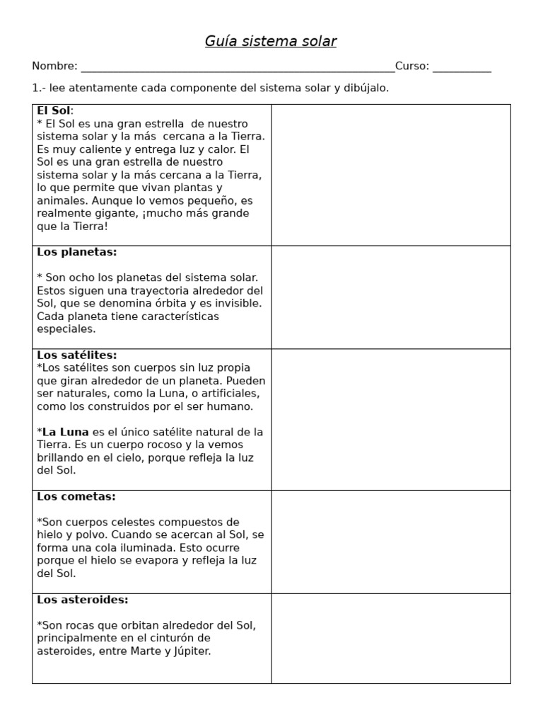 Guía Sistema Solar | PDF