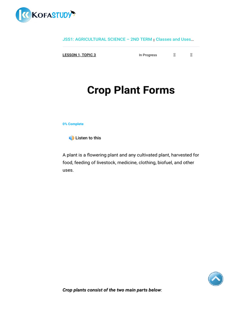 Crop Plant Forms | Kofa Study_1651084756905 | PDF