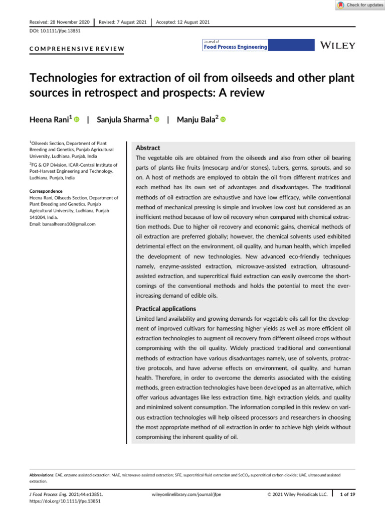 Advance Techniques For Oilseed Processing | PDF | Vegetable Oil | Ethanol