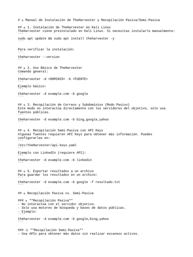 Manual Theharvester | PDF