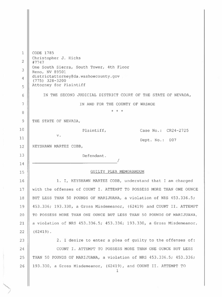 Keyshawn Cobb Guilty Plea | PDF