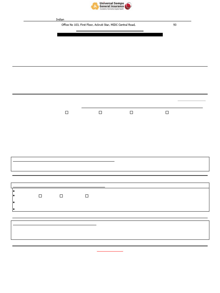 Universal Sompo Claim Form | PDF | Cheque | Banks