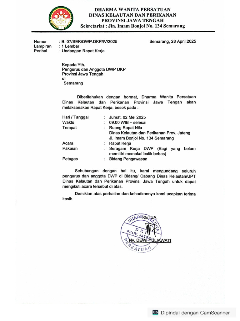 Undangan Raker DWP 020525 | PDF