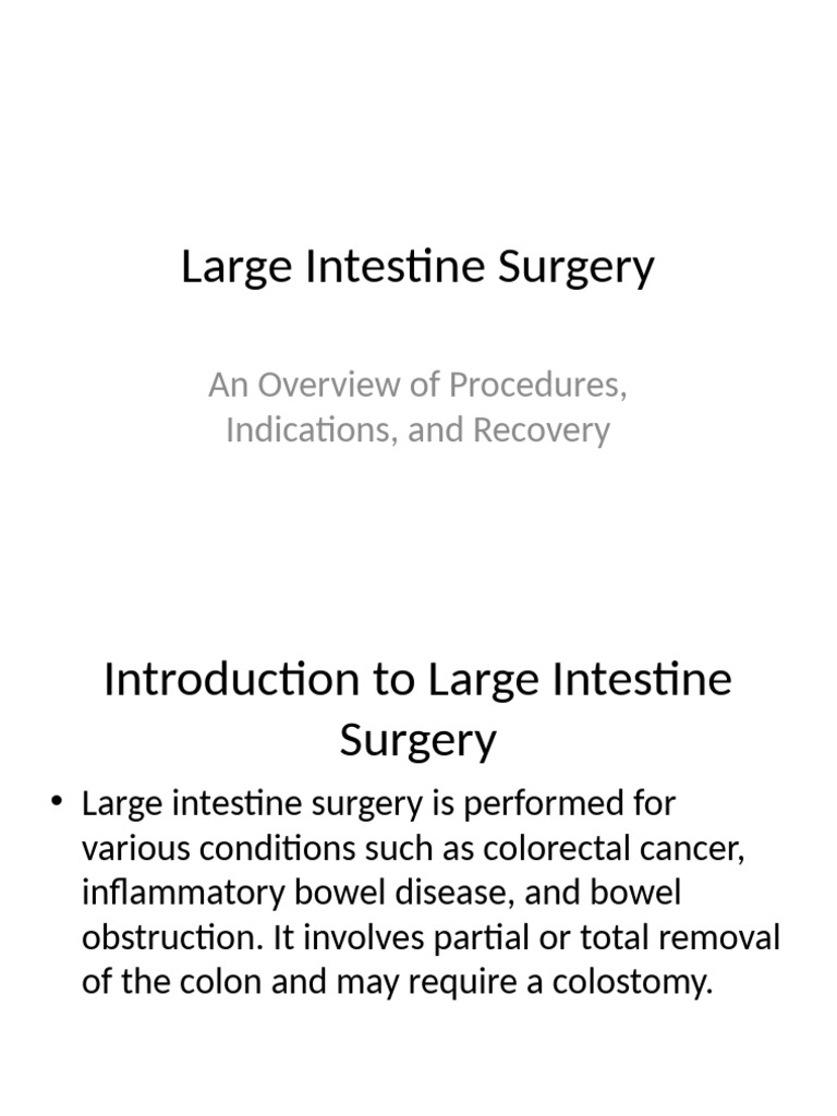 Large Intestine Surgery Overview | PDF