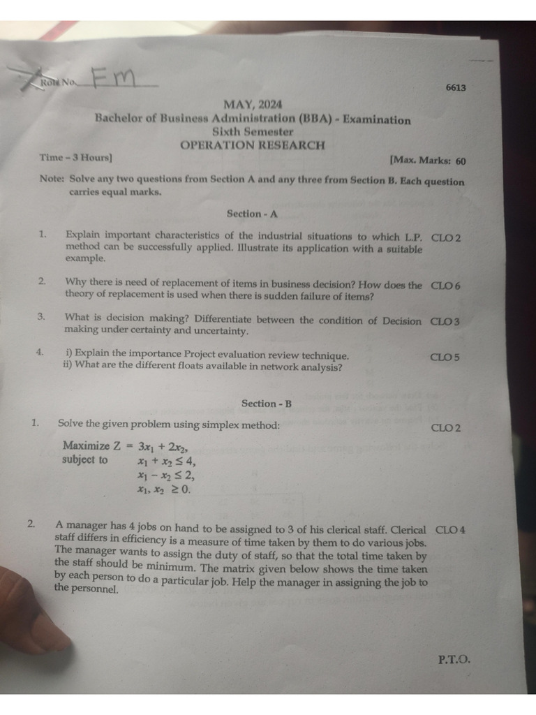 Last Year Paper | PDF