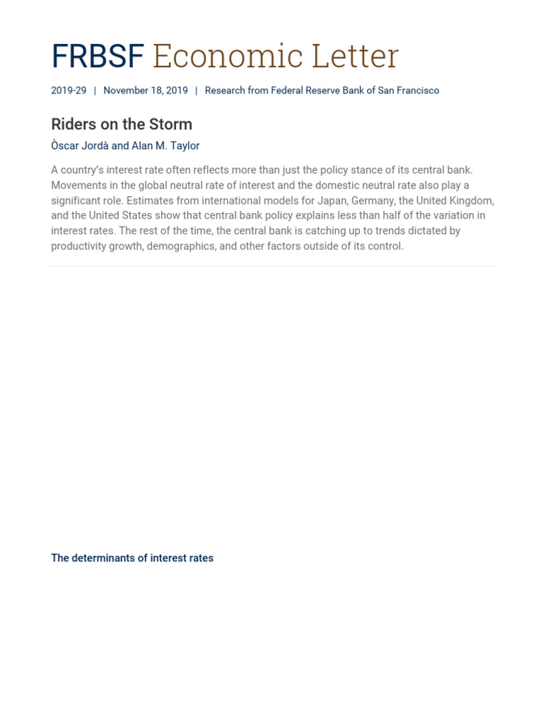 Jordá, Óscar, and Alan M. Taylor (2019), "Riders On The Storm ...