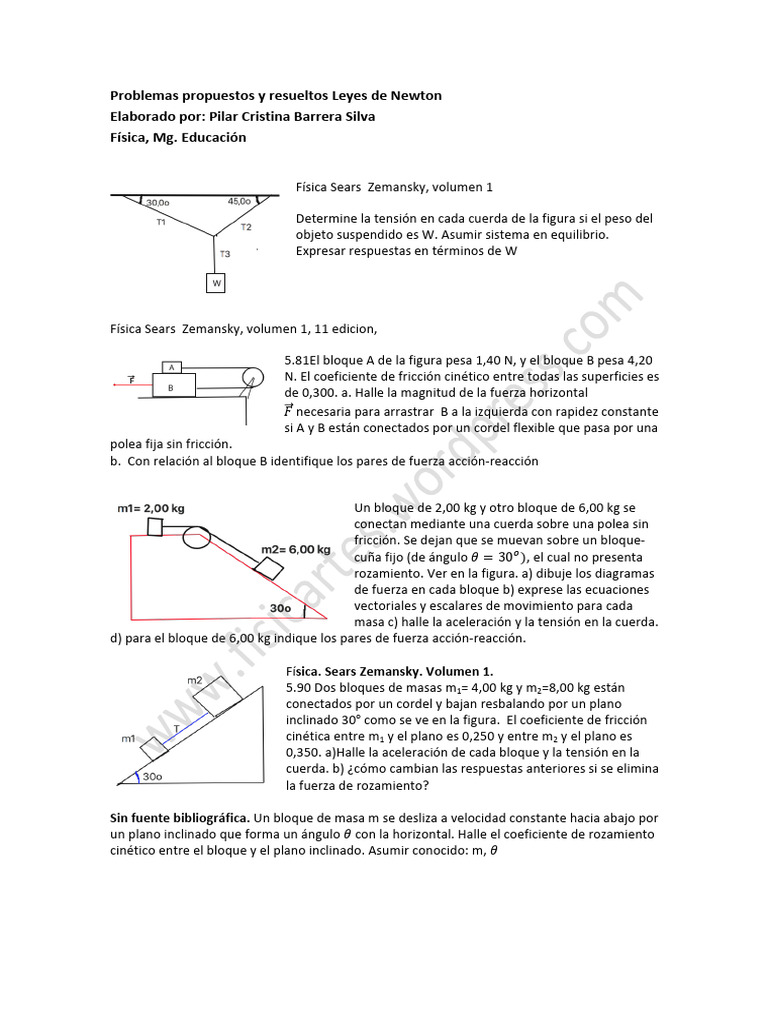 Problemas Propuestos y Resueltos Leyes Newton1 | PDF | Fricción | Fuerza
