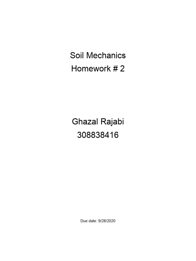 H.W 2 - Soil Mechanic | PDF