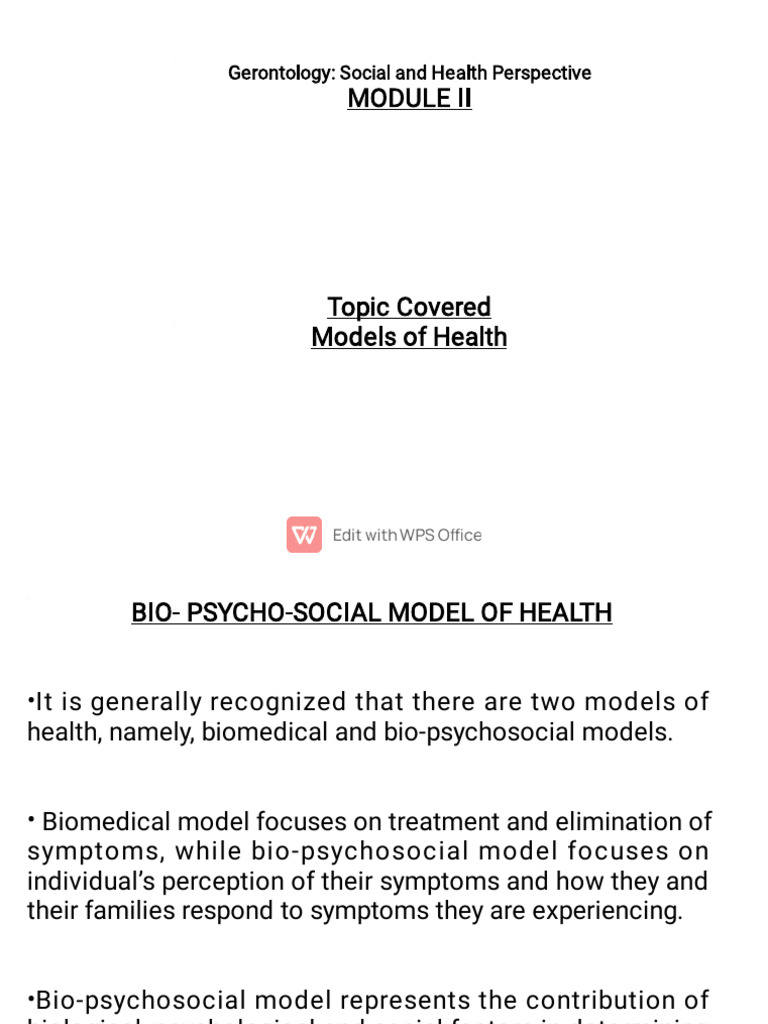 Module 2 - Bio-Psycho Social Model | PDF | Chronic Condition | Medical ...