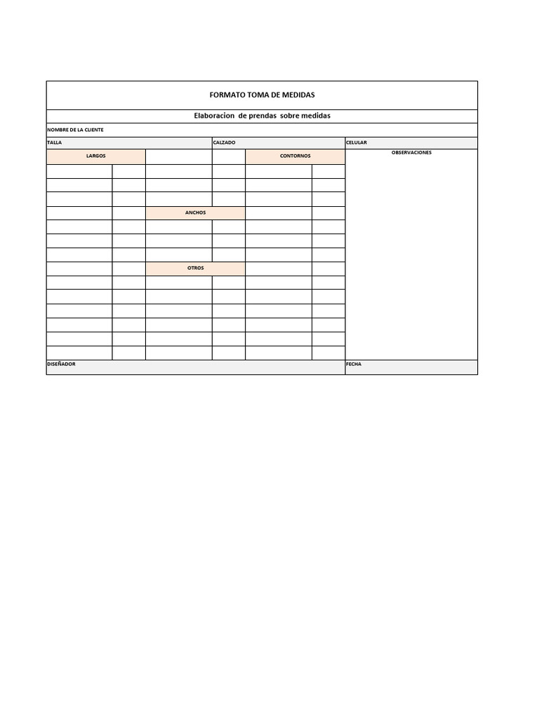 FORMATO MEDIDAS | PDF