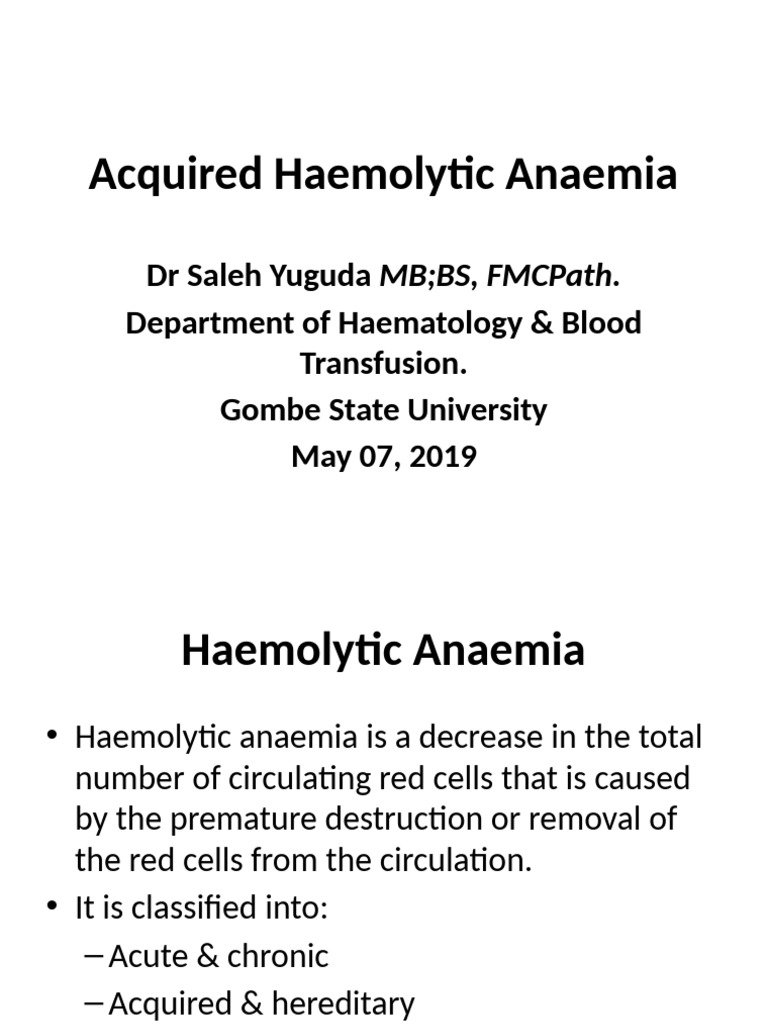 Acquired Haemolytic Anaemia | PDF | Red Blood Cell | Anemia