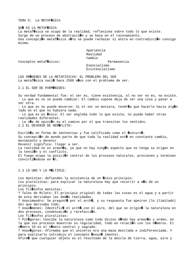 La Metafisica | PDF | Teoría de sustancias | Realismo filosófico