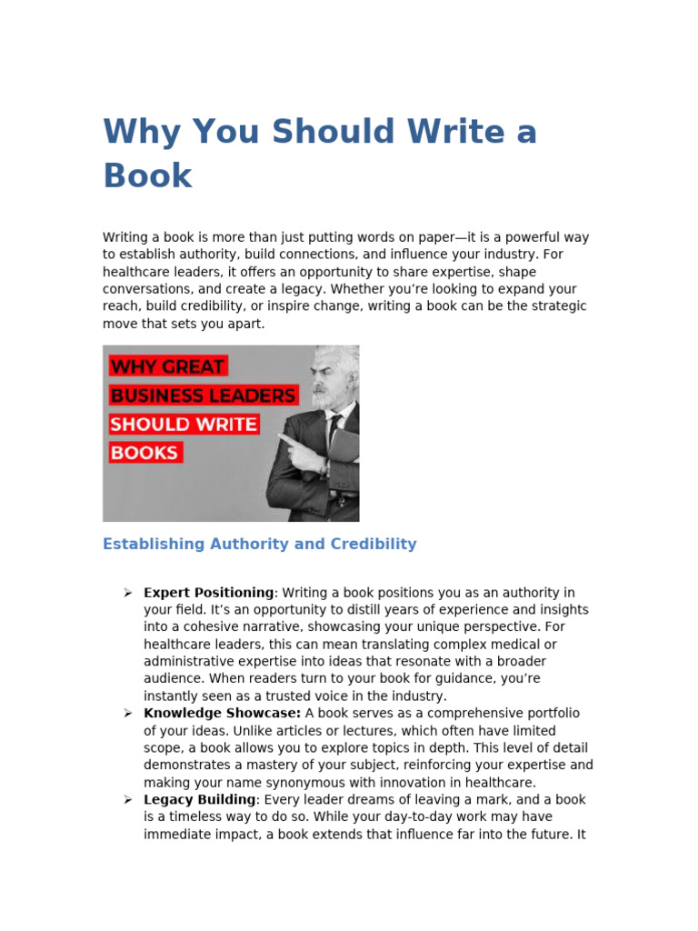 Why You SHould Write A Book | PDF | Credibility | Social Psychology