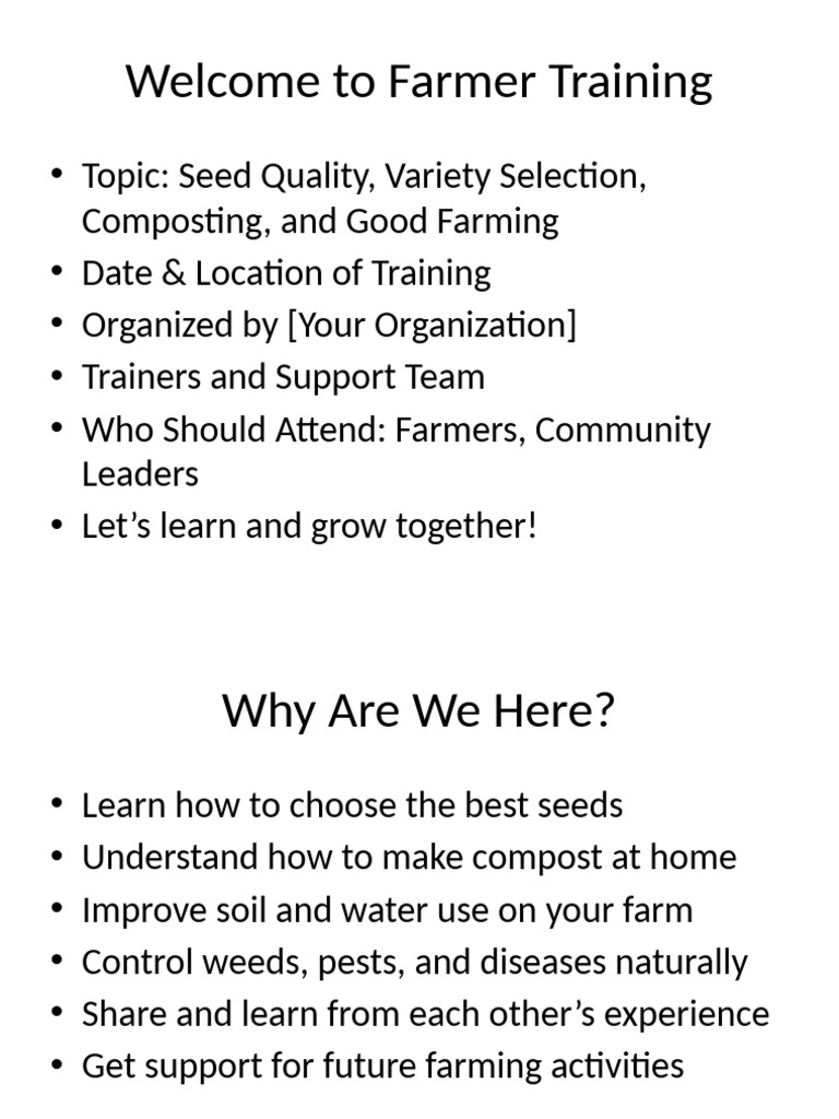 Farmer Training Presentation Pdf