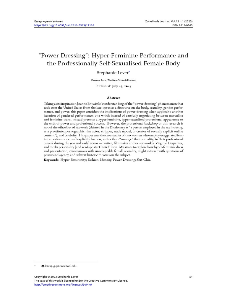 Hyper-Feminine Power Dressing Analysis | PDF | Femininity | Gender