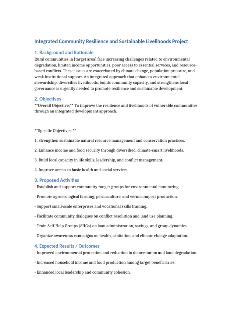 Integrated Project Concept Note | PDF | Climate Resilience | Sustainability
