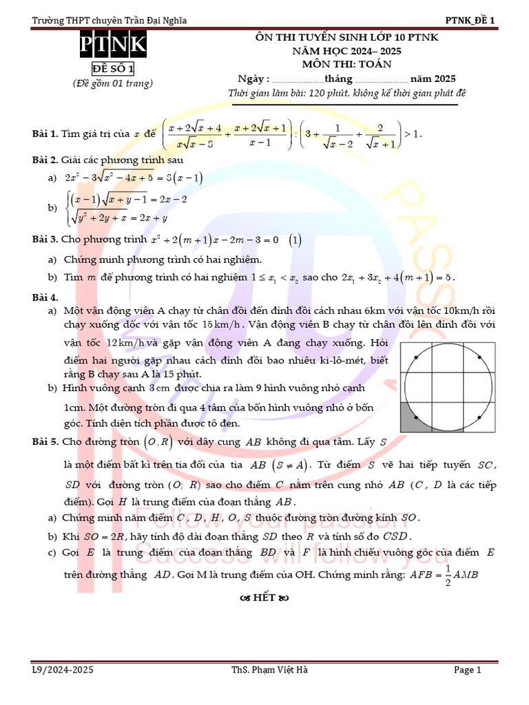 PTNK - Đề ôn số 1-2025 | PDF