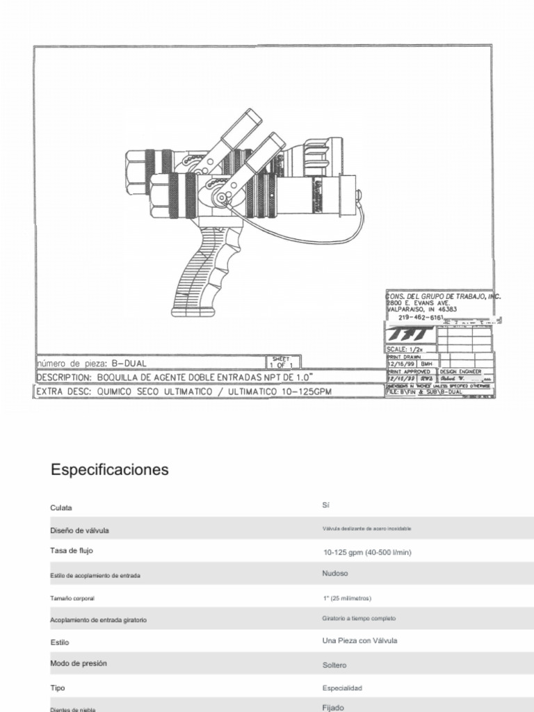 B-DUAL Dual Agent Nozzle TFT-SPECS (Esp) | PDF