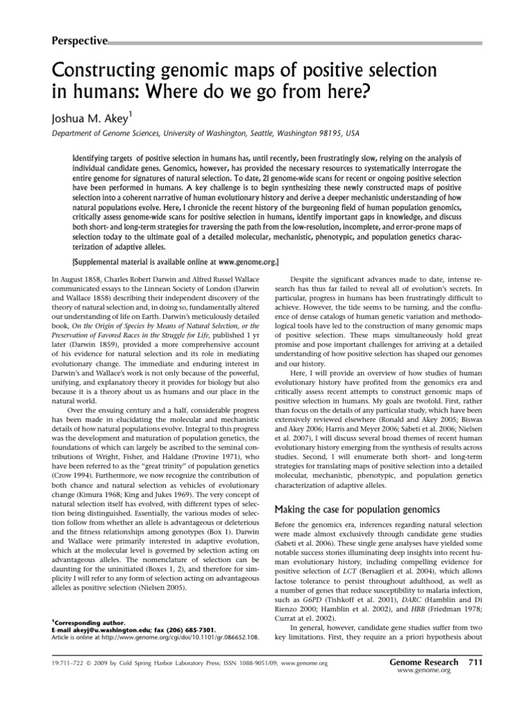 Genomic Maps of Human Positive Selection | PDF | Natural Selection ...