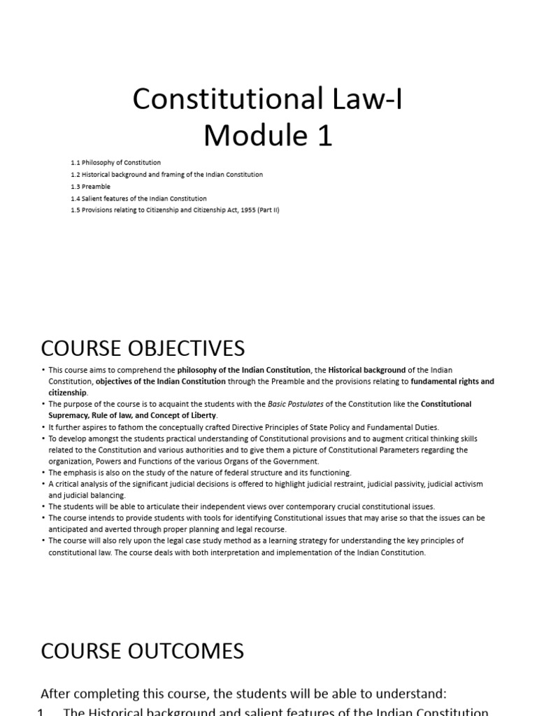 Constitutional Law-1 - Mod 1 | PDF | Constitution | Rule Of Law