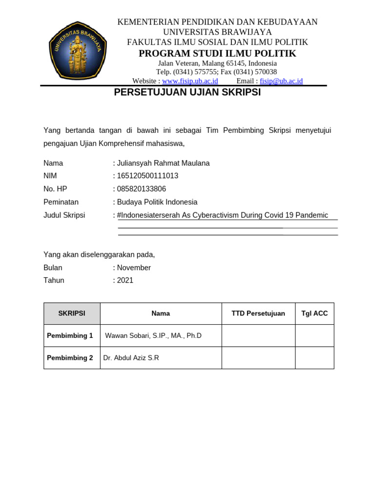 Borang Juliansyah | PDF