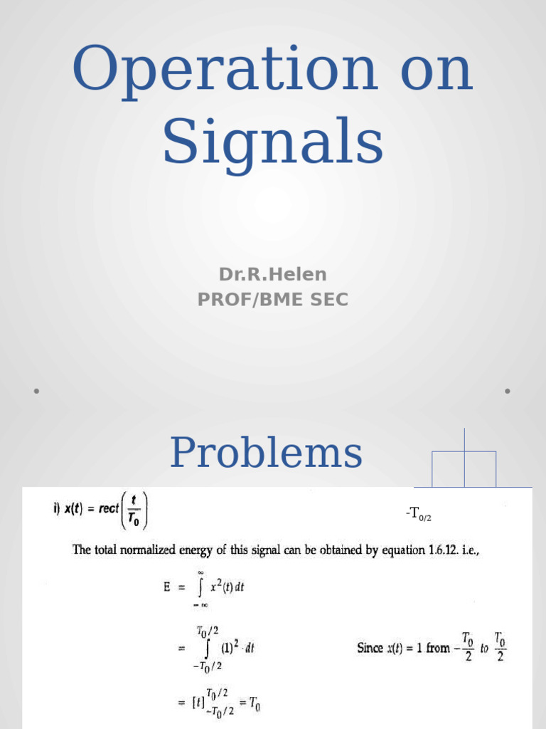 Operations on Signals and Analysis | PDF