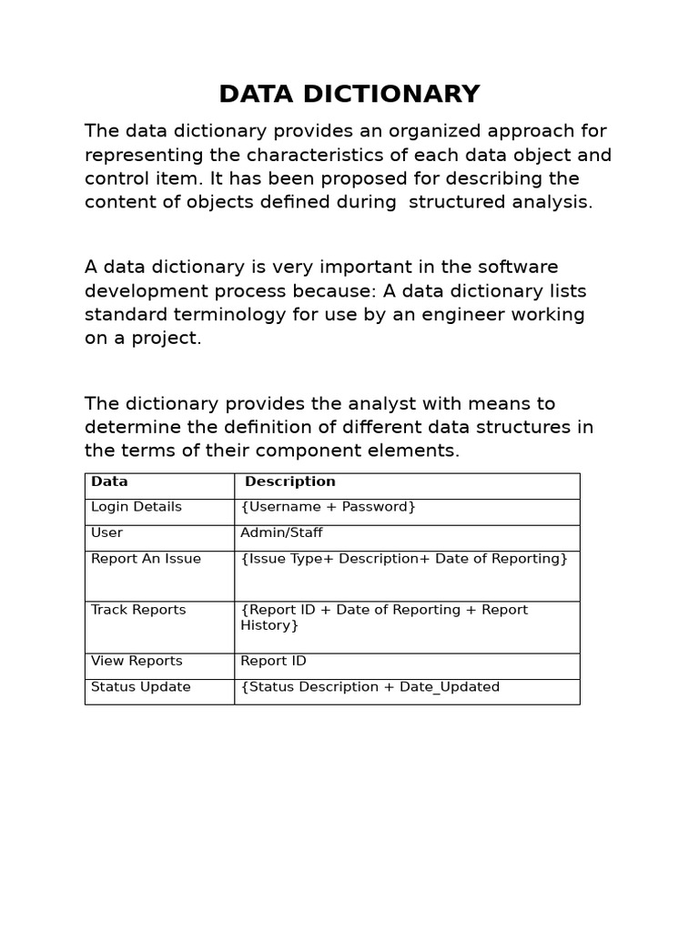 Data Dictionary | PDF