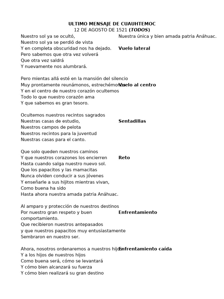 Último Mensaje de Cuauhtémoc | PDF