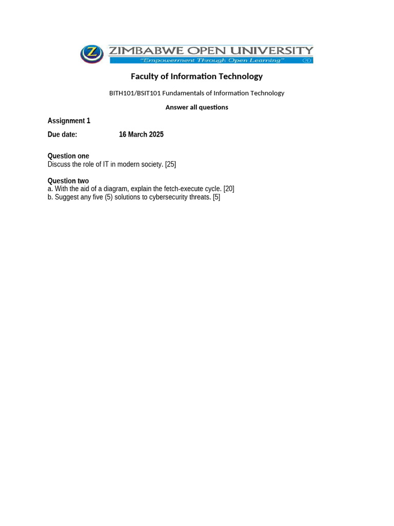 BITH101-BSIT101 Assignment 1 - Jan - Jun 2025 | PDF