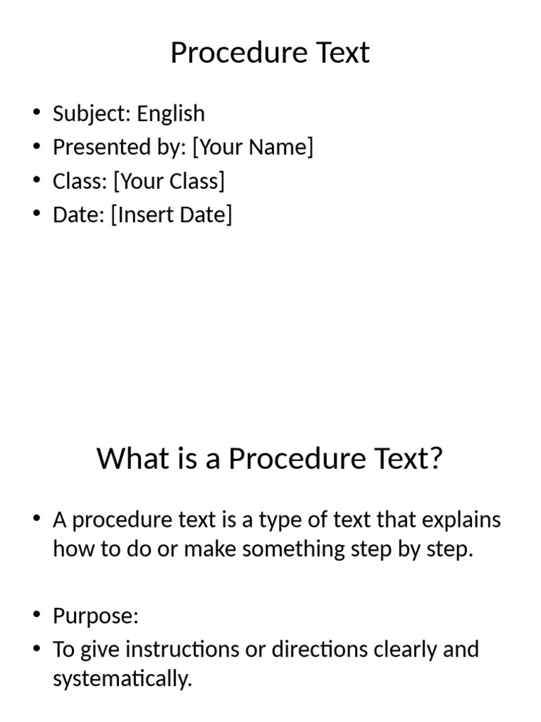 Procedure Text English Subject | PDF