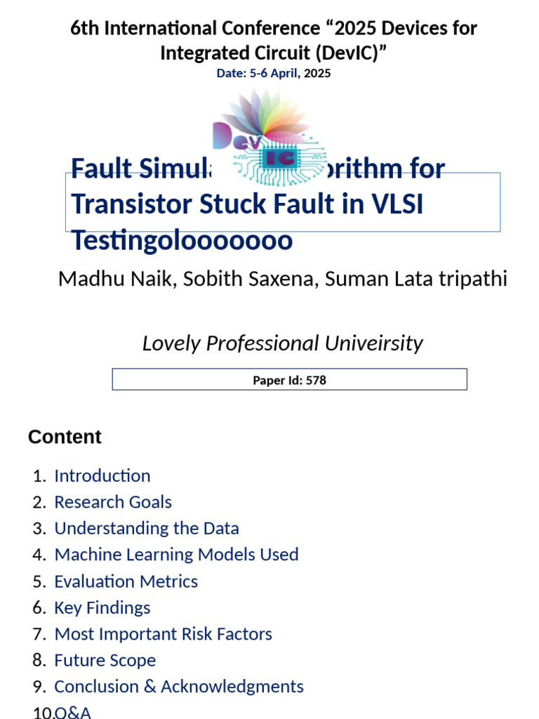 Sample PPT For Presenattions DevIC 2025 | PDF | Machine Learning | Accuracy And Precision