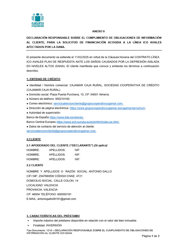 Declaración de Obligaciones ICO DANA | PDF | Interés | Tasa de ...
