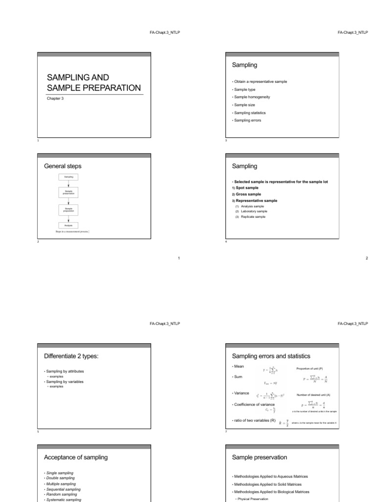 Chapter 3 Sampling and sample preparation | PDF | Sampling (Statistics ...