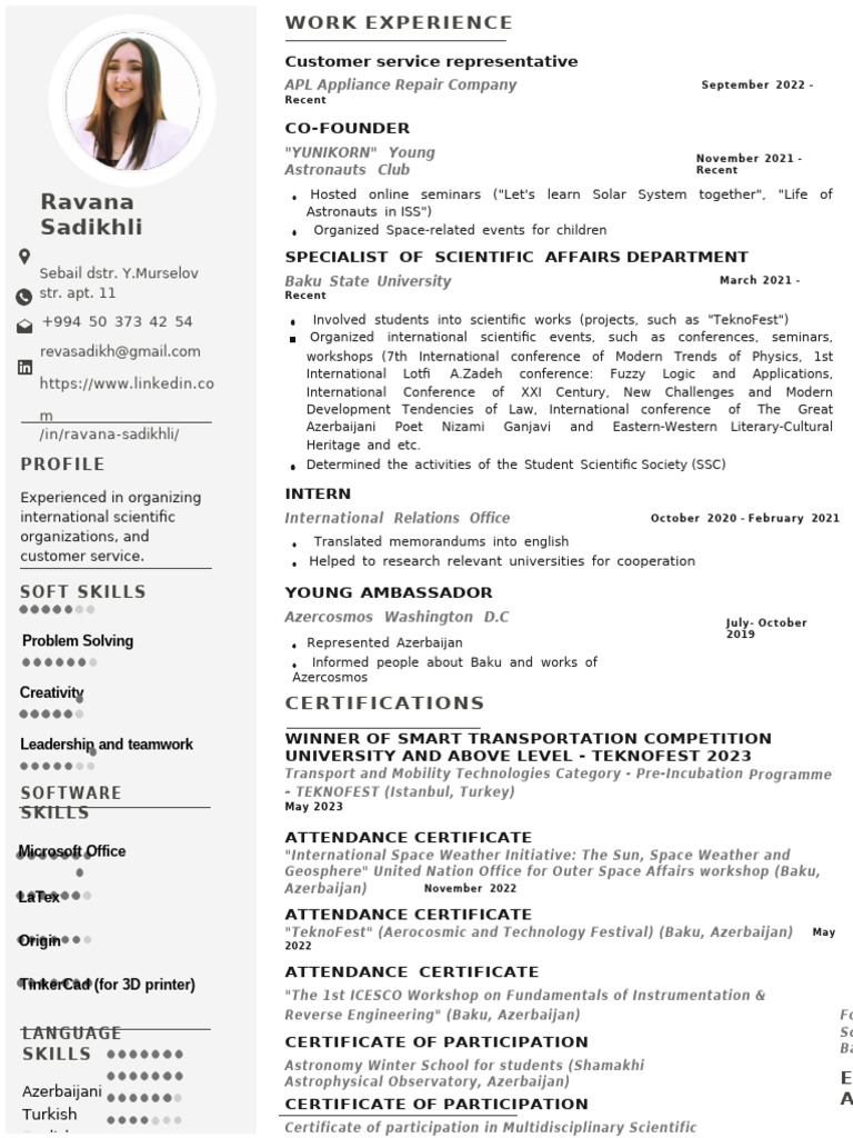 Ravana CV 2023 University | PDF | Azerbaijan