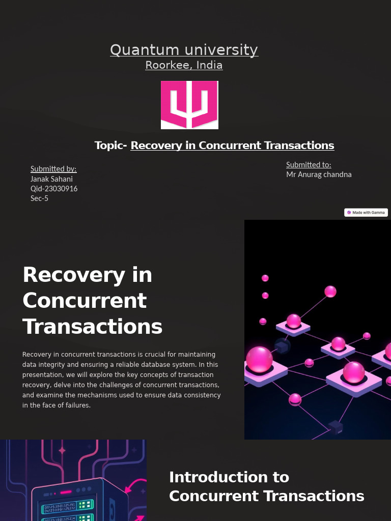 Recovery in Concurrent Transactions | PDF | Database Transaction | Information Technology Management