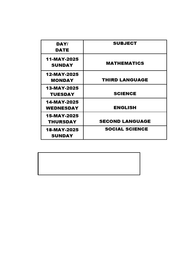 Class 8 Periodic Test-I Schedule 2025 | PDF