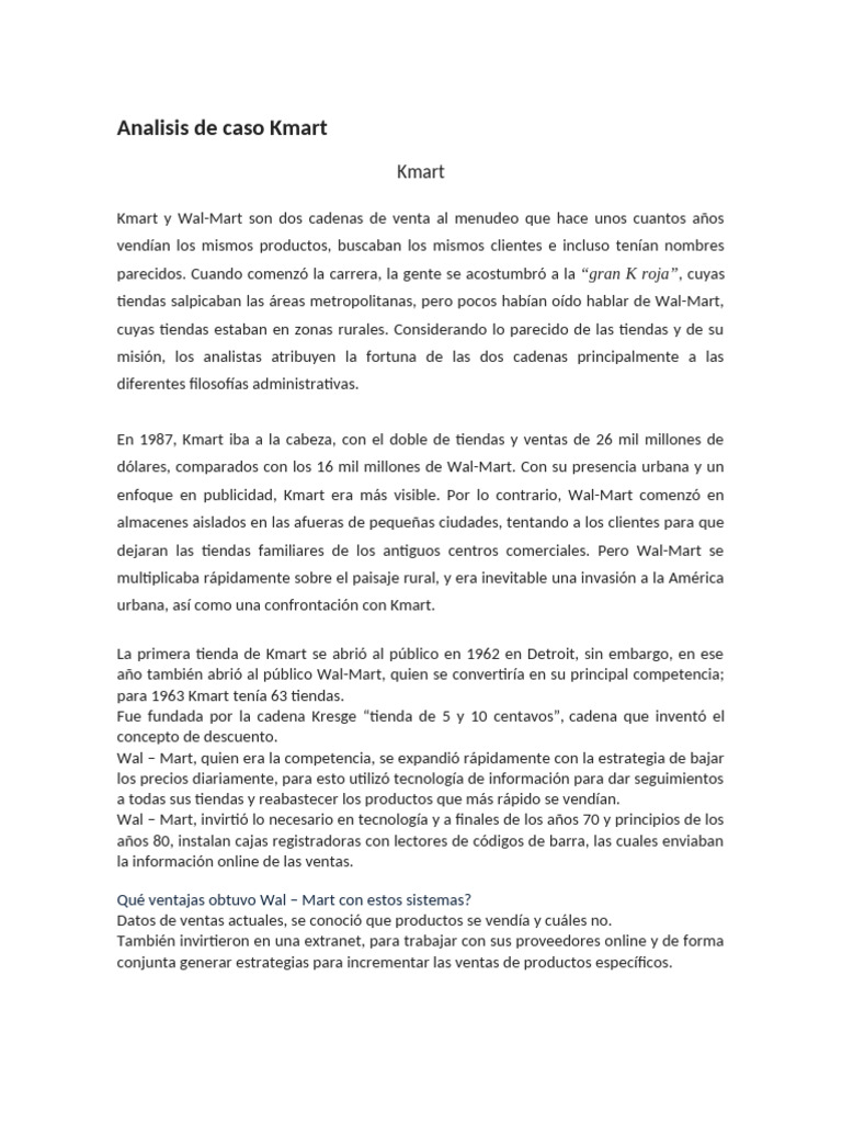 Análisis de la caída de Kmart | PDF | Walmart | Kmart