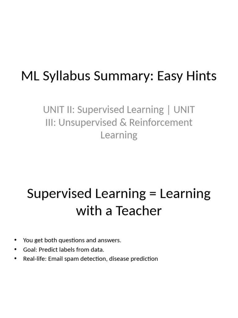 ML Syllabus Short Hints | PDF