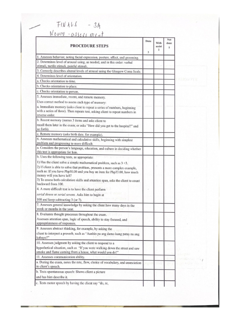 NEUROLOGICAL-ASSESSMENT | PDF