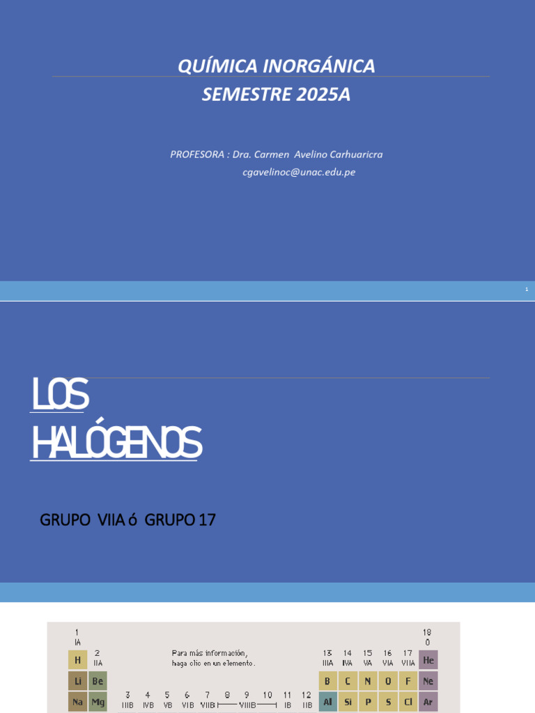 Semana 1 Los Halogenos 2025ab | PDF | Cloro | Flúor