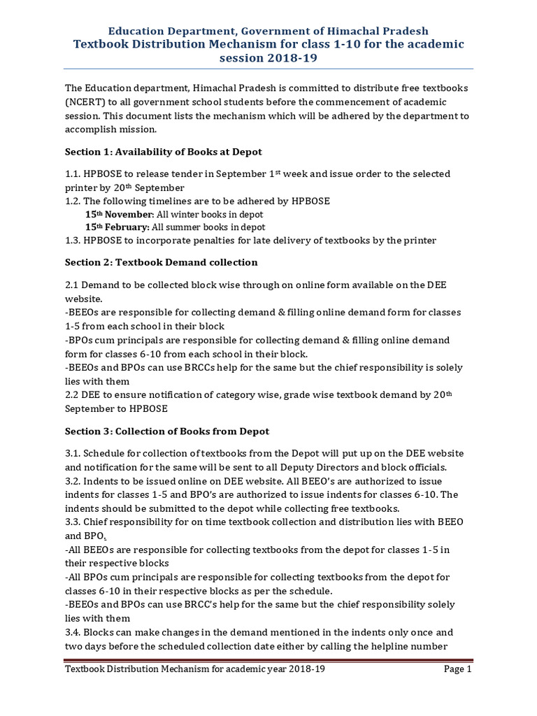 Textbook Distribution Mechanism 2018-92527294 | PDF