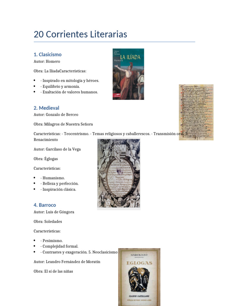 20 Corrientes Literarias Esenciales | PDF