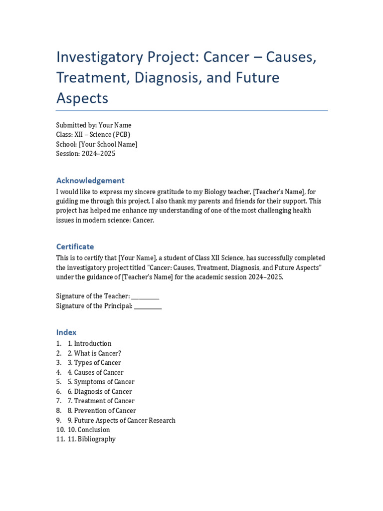 Cancer Project: Causes, Treatment, Future | PDF | Cancer | Lymphoma