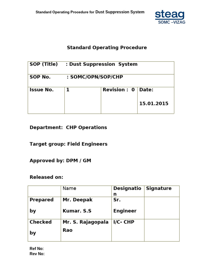 Dust Suppression System SOP | PDF | Pump | Valve