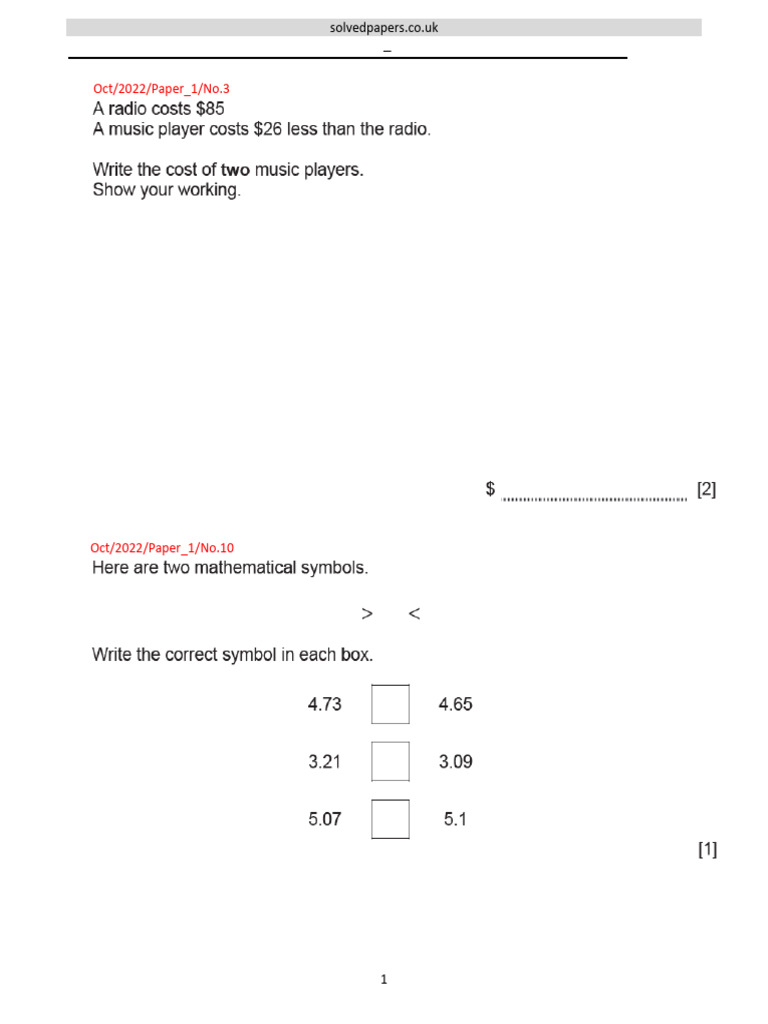 Primary Math Checkpoint Papers 2022-2023 | PDF | Lexicology ...