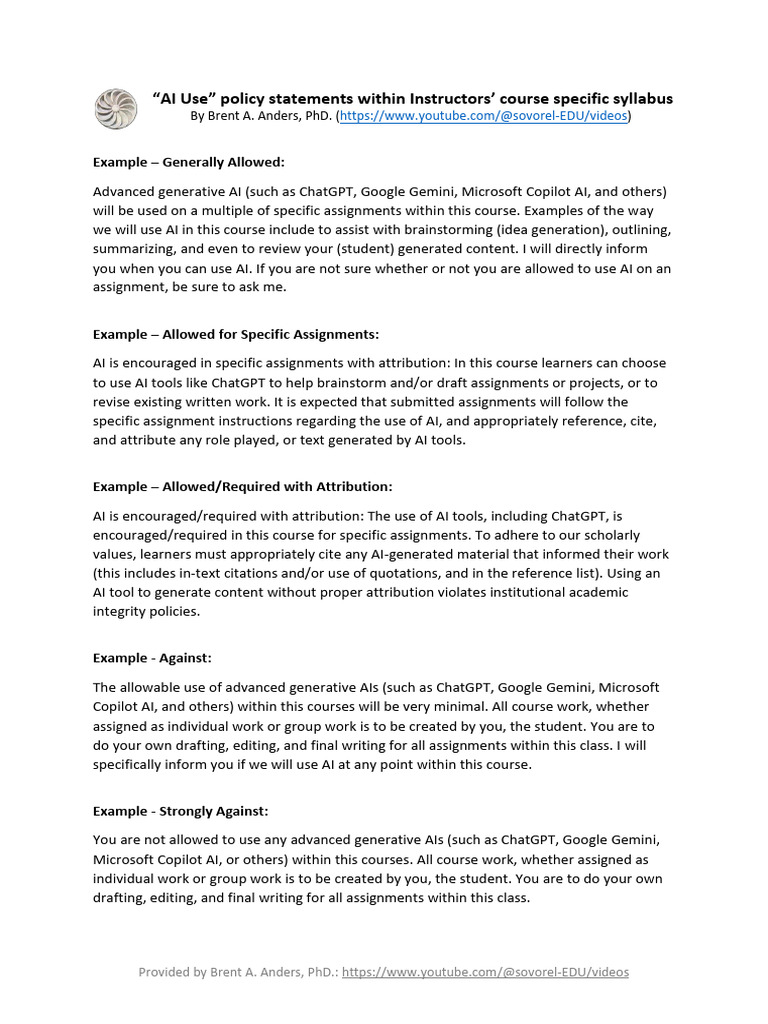 AI Use Policy in Course Syllabus | PDF | Human Communication | Learning