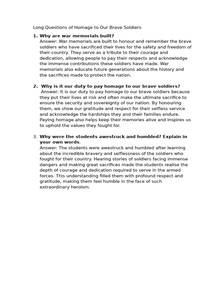 Honoring Our Brave Soldiers: Key Insights | PDF