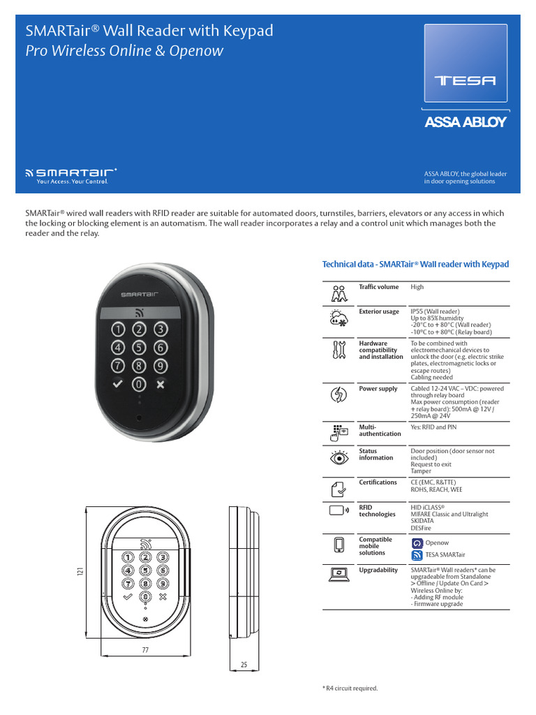 WEB - TESA - Wall Reader With Keypad - PWO - English | PDF | Radio ...