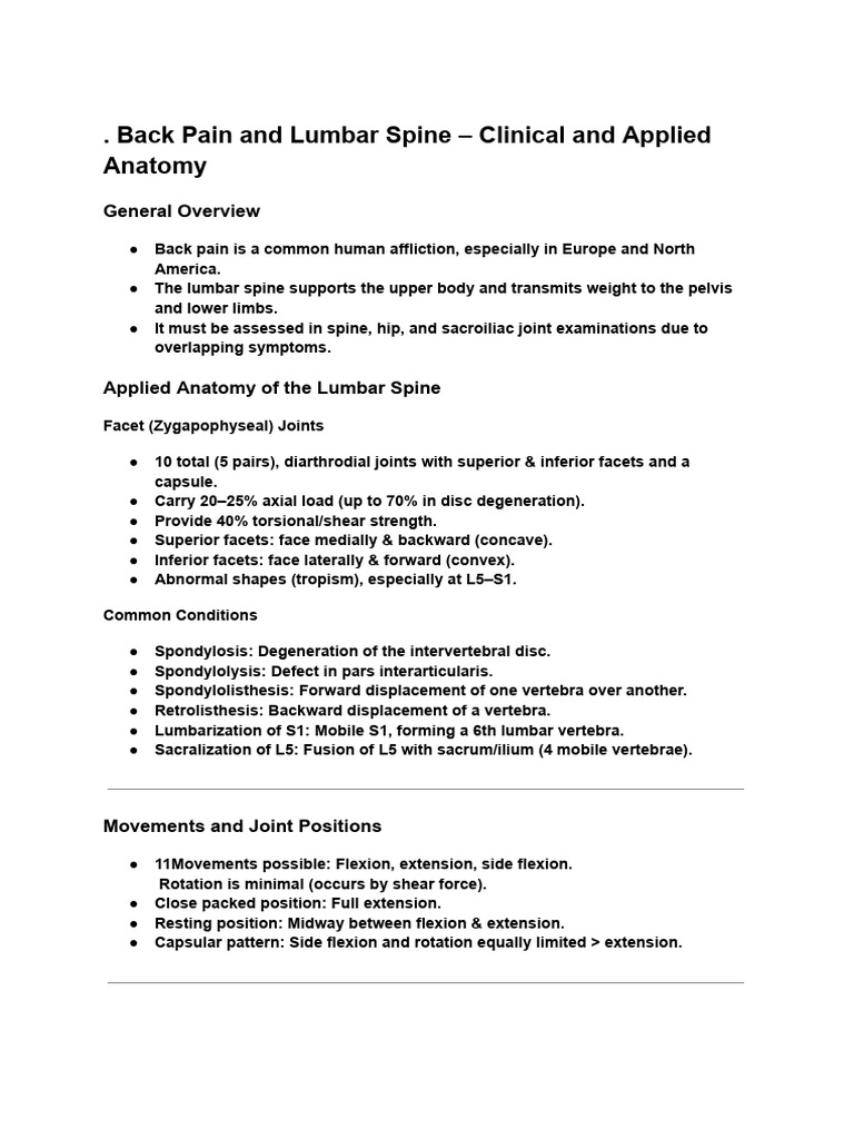 Lumbar Assesment and Special Test | PDF | Human Leg | Vertebra