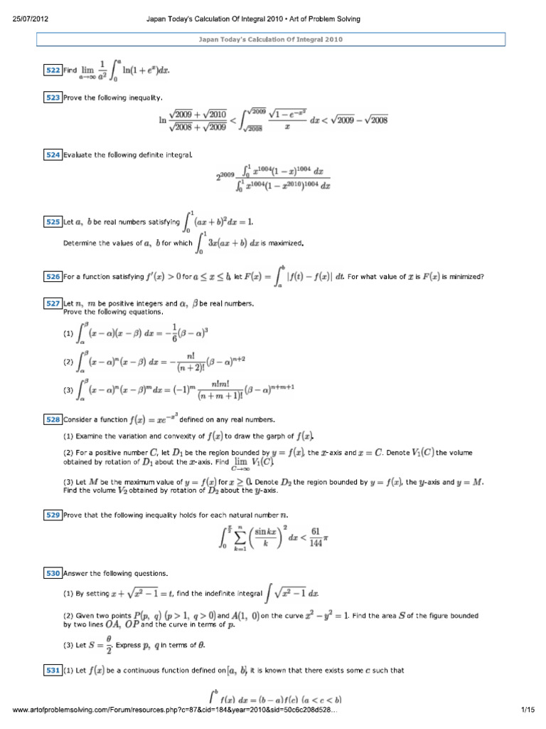 Calculation Of Integral 2010 | PDF